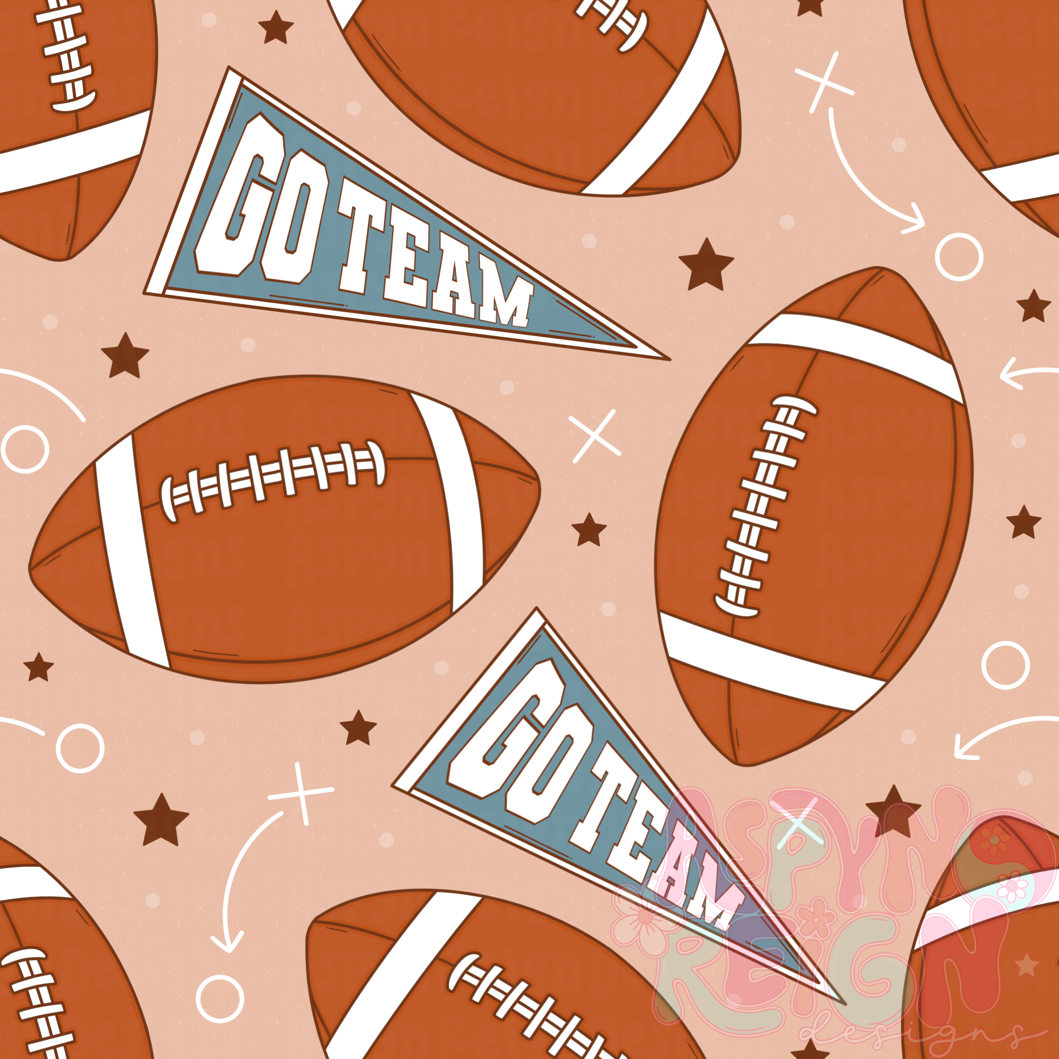 Footballs | Tan Background – Aspyn Reign Designs