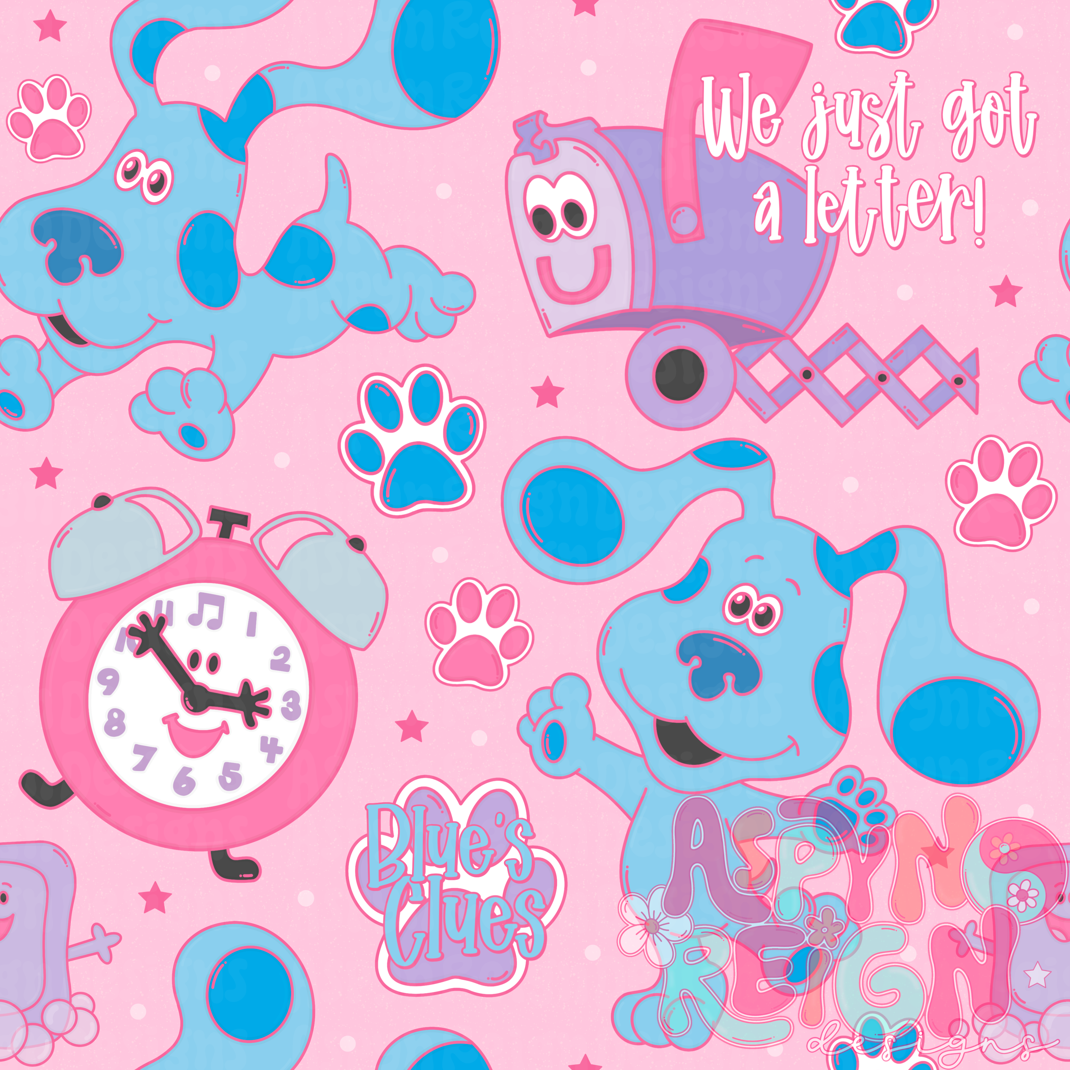 Blue Clue Dog | Pink Background – Aspyn Reign Designs